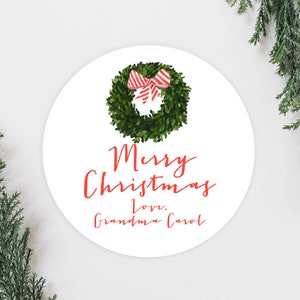 Christmas Wreath Gift Sticker Labels, Cute Wreath Christmas Present Tag ...