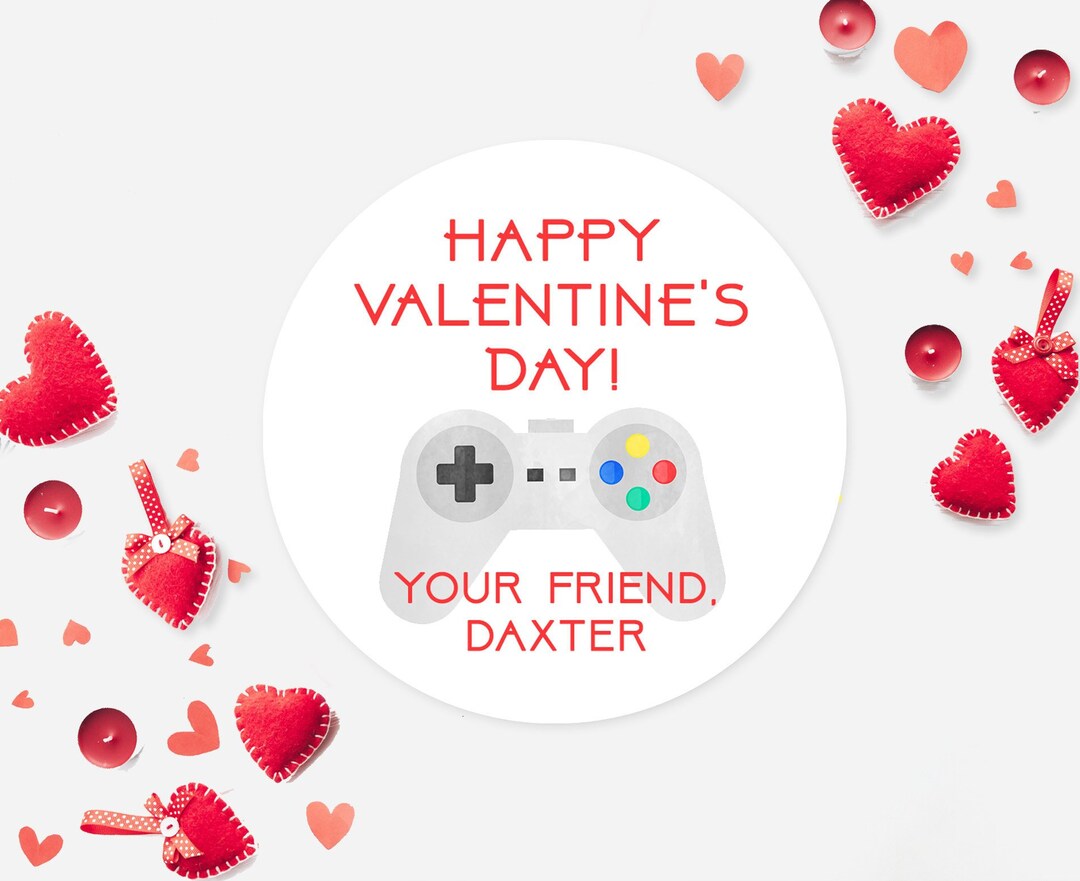Video Game Controller Valentines Stickers, Customized 2.5 Inch ...