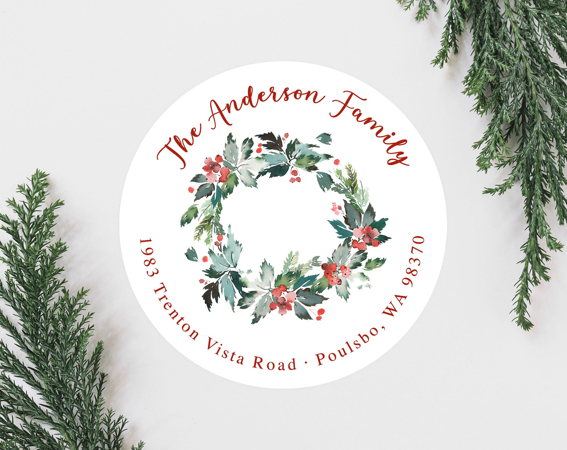 Wreath Address Labels Cute Bow Wreath Christmas Address | Etsy