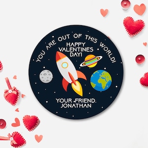 Rocketship Space Valentines Stickers, Customized Valentines Stickers ...
