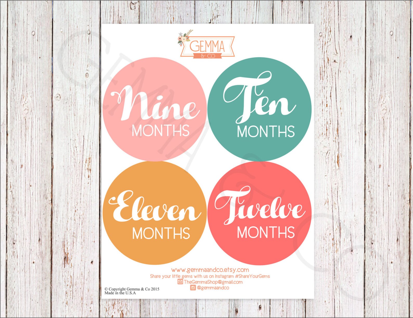 The Avery | Chic Modern Baby Girl Stickers, 12 Month Stickers ...