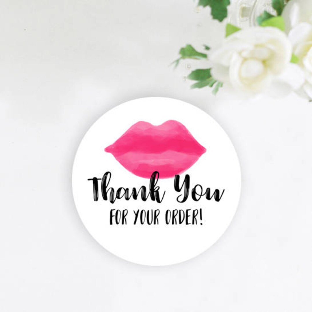 Lipstick Thank You Sticker, Order Thank You Sticker, Business Thank You ...