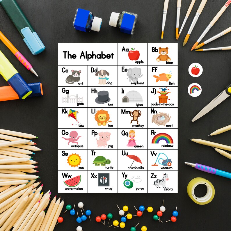 ABC Sticker and Trace Chart Learning Chart Pre School Abcs | Etsy