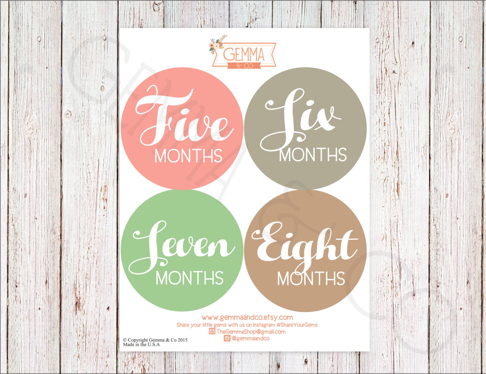 The Avery | Chic Modern Baby Girl Stickers, 12 Month Stickers ...