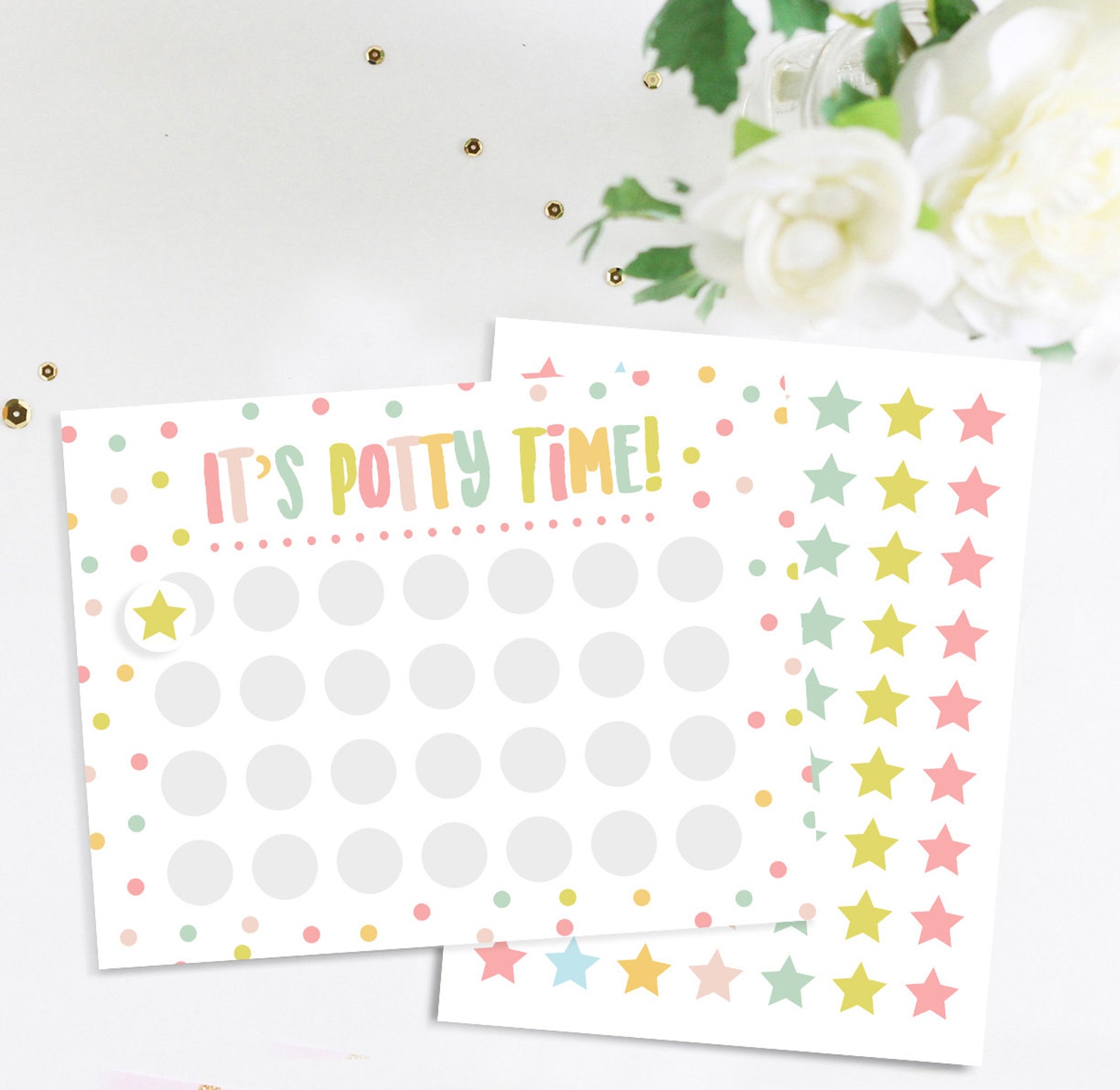 Potty Training Reward Chart With Stickers, Potty Chart, Potty Sticker ...