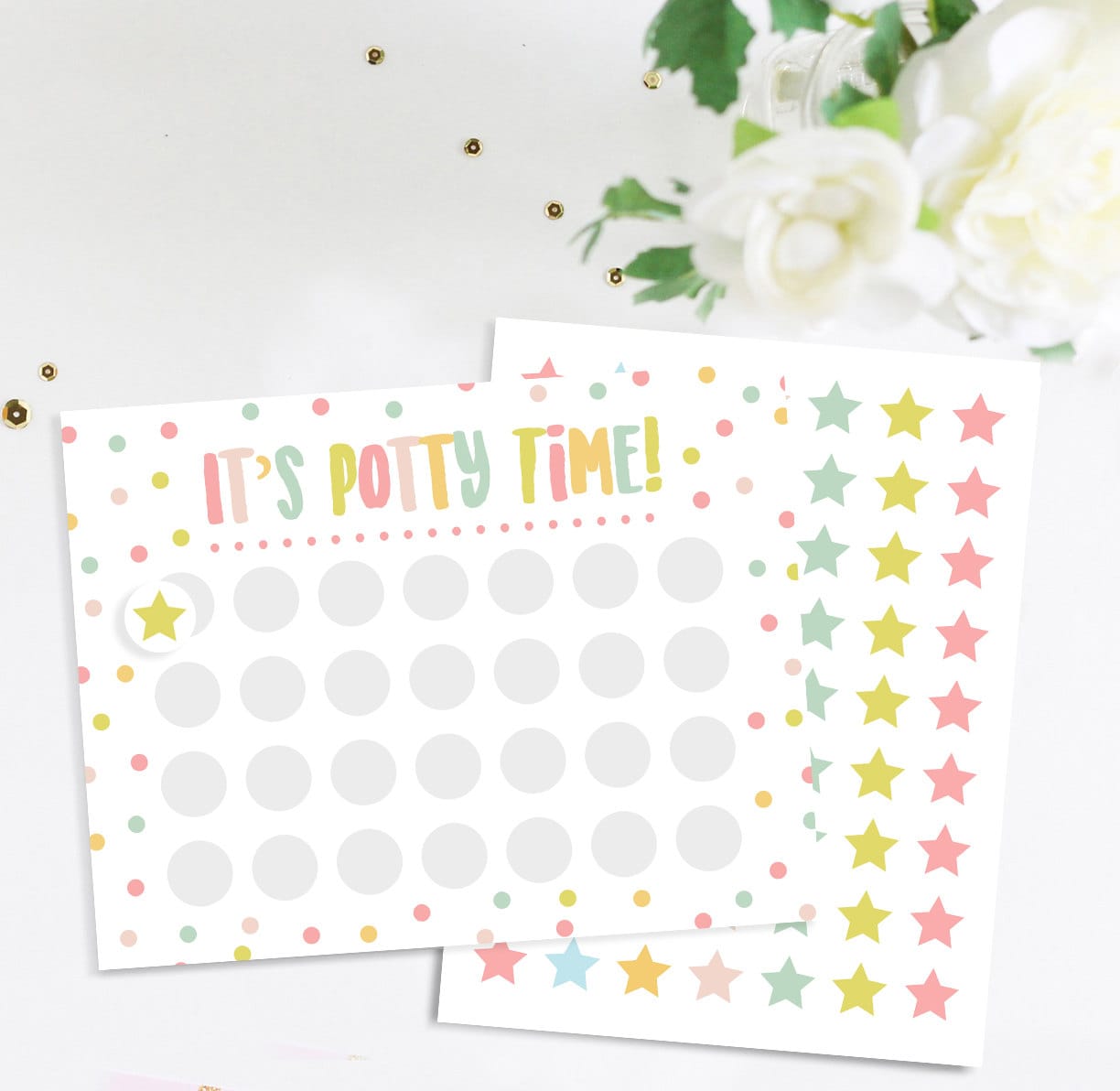 Potty Training Reward Chart With Stickers, Potty Chart, Potty Sticker ...