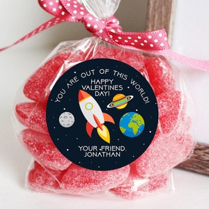 Rocketship Space Valentines Stickers, Customized Valentines Stickers ...