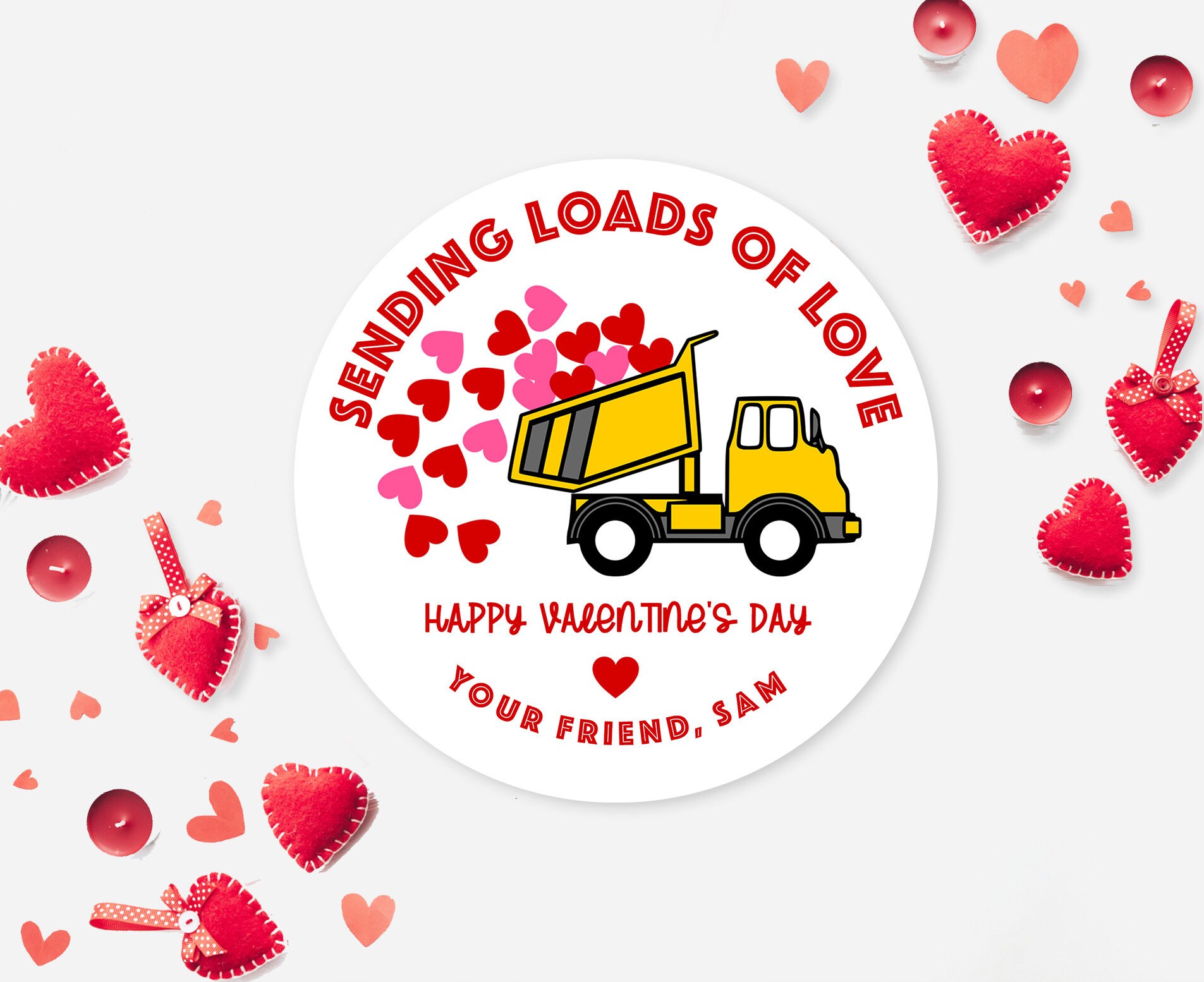 Loads of Love Truck Valentines Stickers Customized Valentines | Etsy