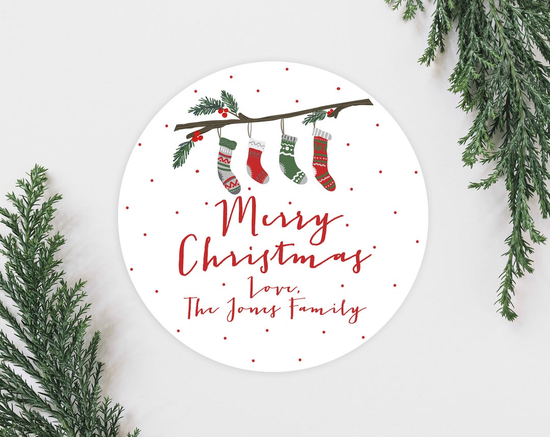 Christmas Stockings Gift Sticker Labels, Cute Stockings Christmas ...