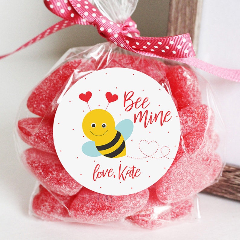 Bee Mine Valentines Stickers Customized Valentines Stickers - Etsy