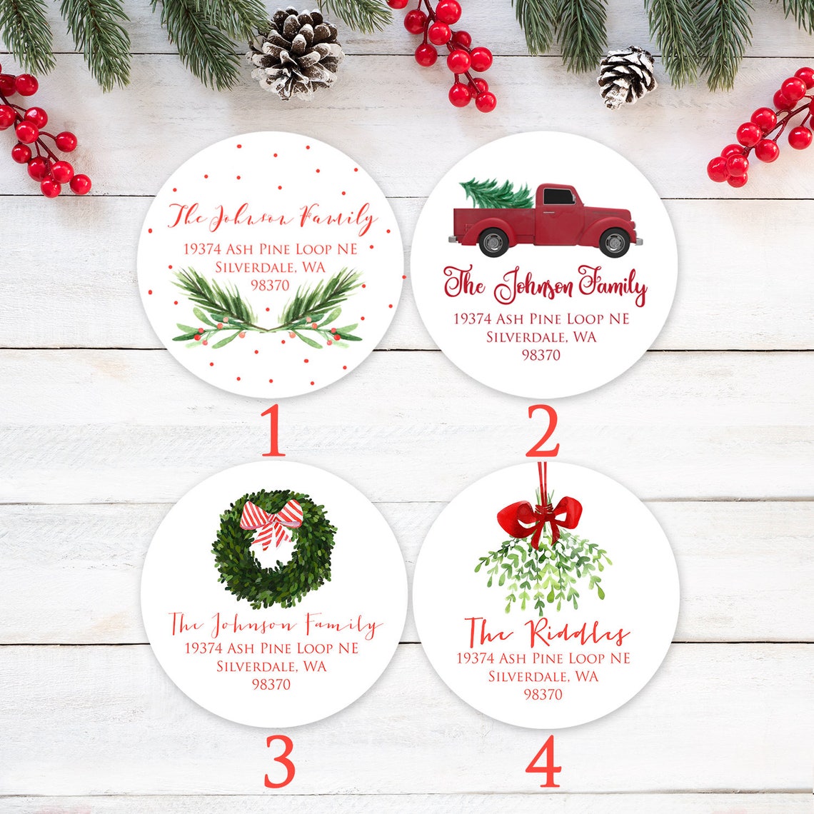 Custom Christmas Address Labels, 2 Inch Stickers, Holiday Address ...