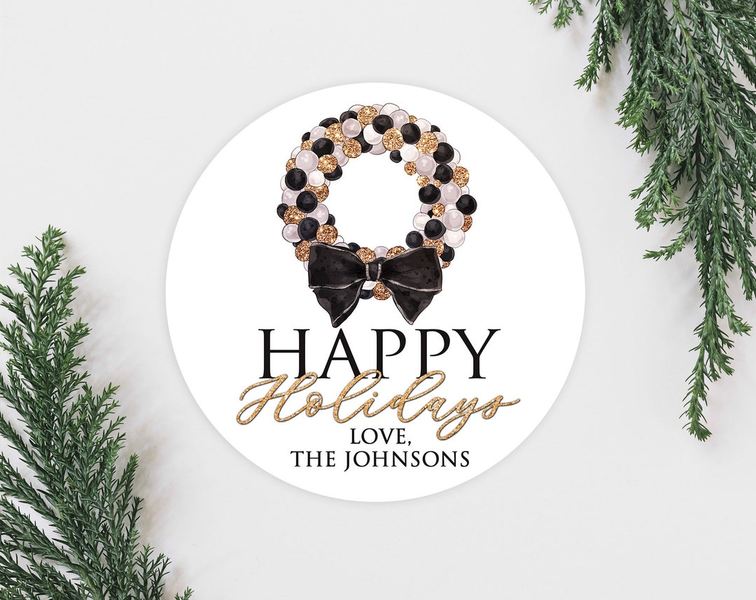 Glam Gold Wreath Gift Sticker Labels, Cute Gold Faux Glitter Wreath ...