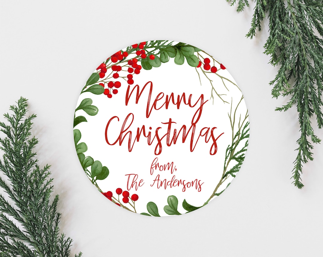 Christmas Holly Border Gift Sticker Labels, Cute Holly Christmas ...