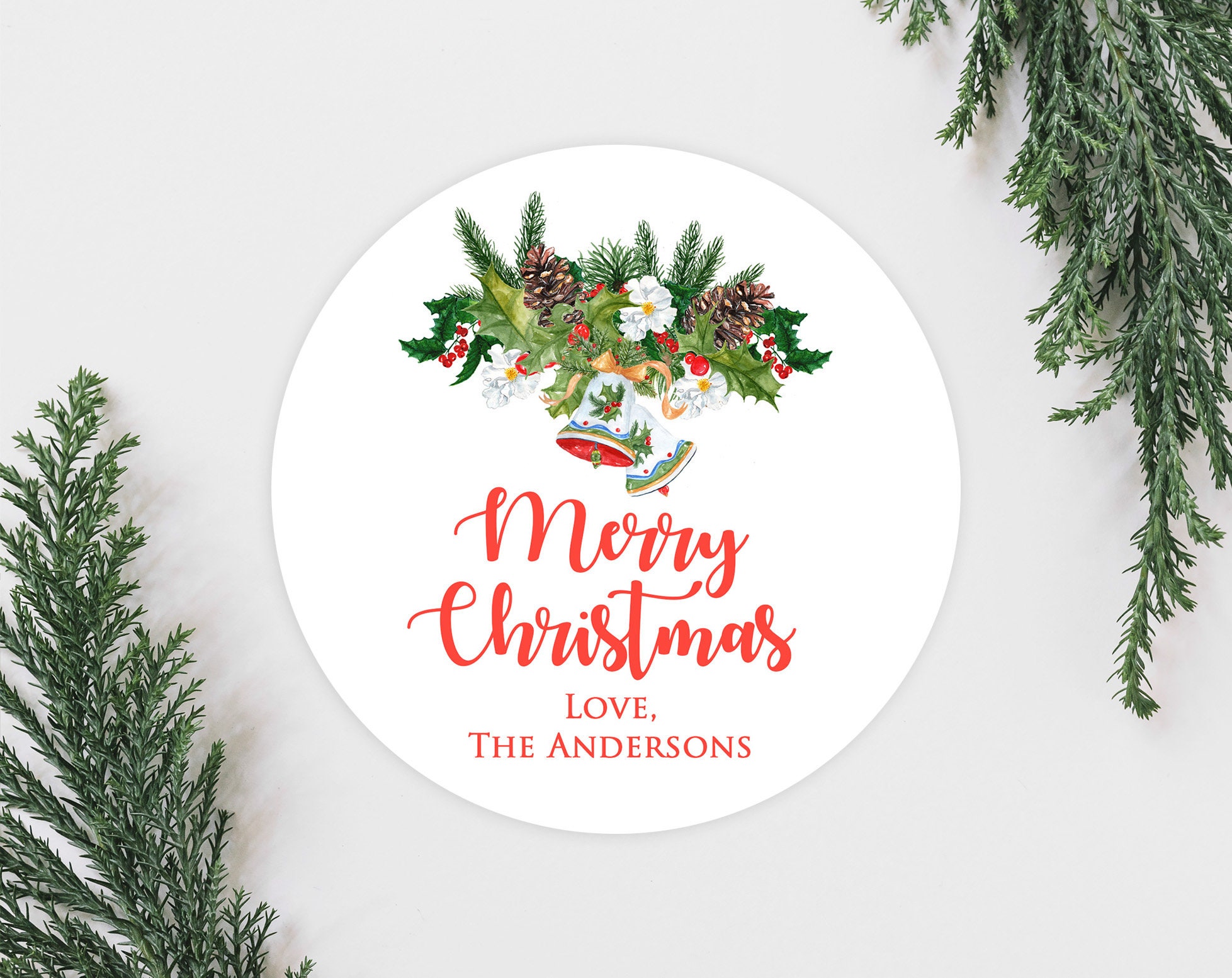 Christmas Bells Gift Sticker Labels, Cute Bells Christmas Present Tag ...