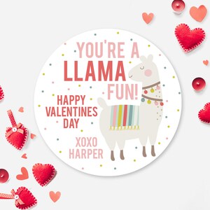 Cute Llama Valentines Stickers, Customized Valentines Stickers ...