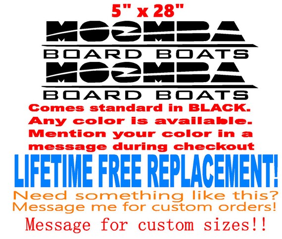 TWO 2 MOOMBA BOARD BOATS Marine Decals 12" NEW