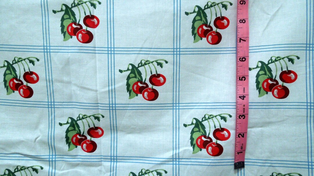 Daisy Kingdom Fabric, "windowpane Cherries", Cherry Print Fabric ...