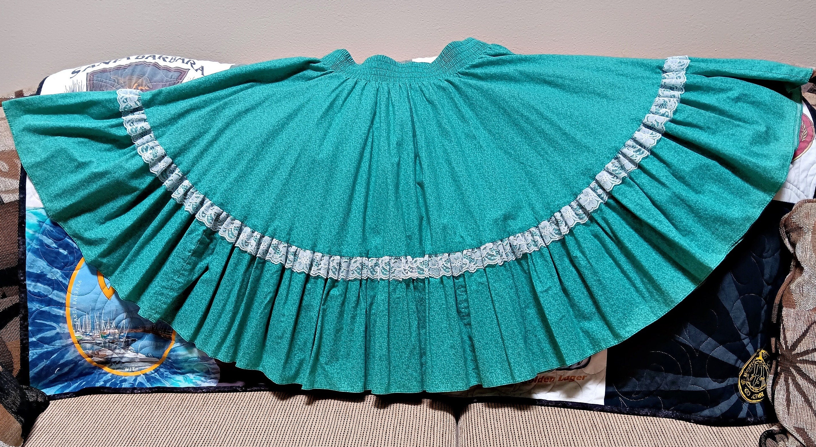 Square up Fashions Cotton Square Dance Skirt, Size M, Style 402, Ruffle ...