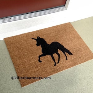 Unicorn Custom Hand Painted Fantasy Welcome Door Mat by Killer Doormats ...