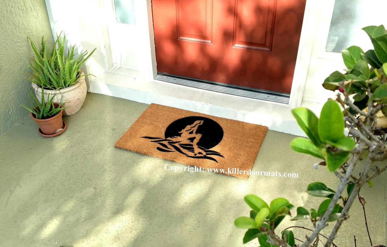 Pretty Mermaid Fantasy Custom Hand Painted Welcome Door Mat by Killer ...