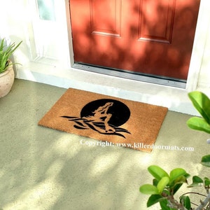 Pretty Mermaid Fantasy Custom Hand Painted Welcome Door Mat by Killer ...