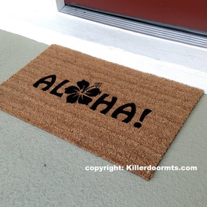 Aloha With a Flower Custom Handpainted Welcome Doormat by Killer ...
