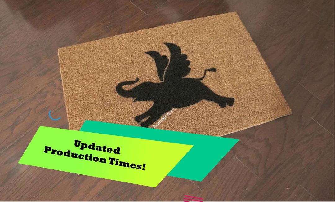 Flying Elephant Custom Hand Painted Cute Welcome Door Mat by Killer ...