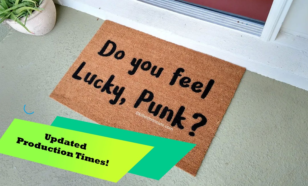 Do You Feel Lucky, Punk Custom Hand Painted Fandom Welcome Door Mat by ...