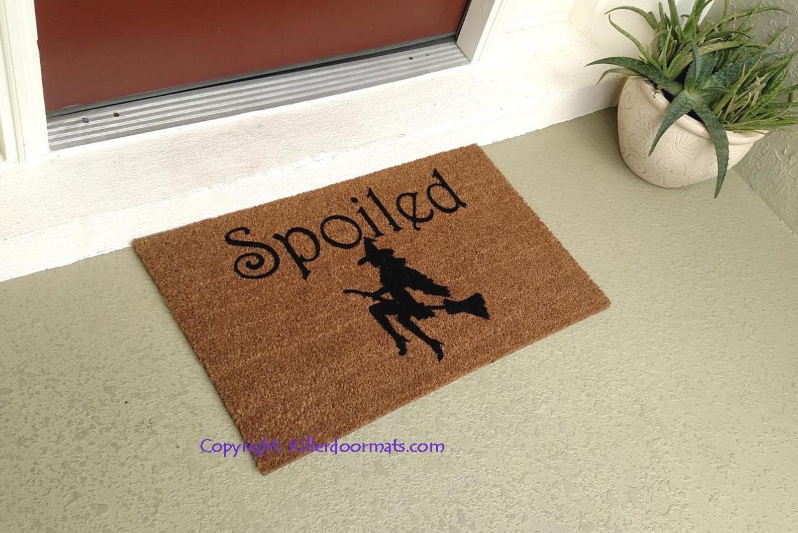 Spoiled Witch Custom Hand Painted Welcome Door Mat by Killer Doormats ...