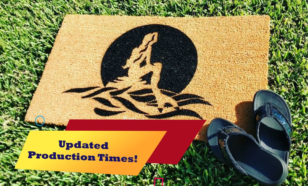 Pretty Mermaid Fantasy Custom Hand Painted Welcome Door Mat by Killer ...