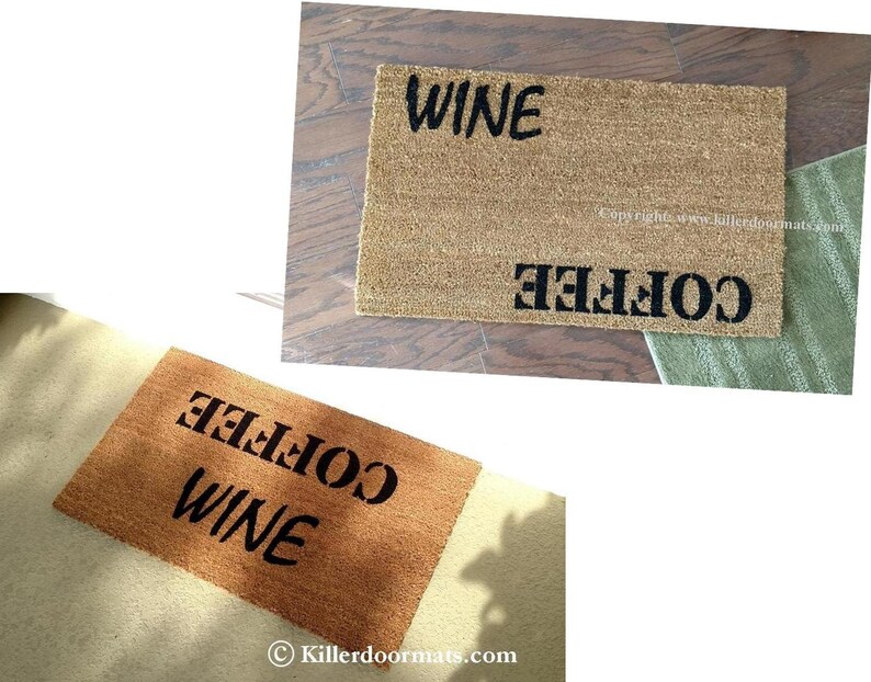 Coffee Wine Custom Handpainted Welcome Doormat by Killer Doormats, Two ...