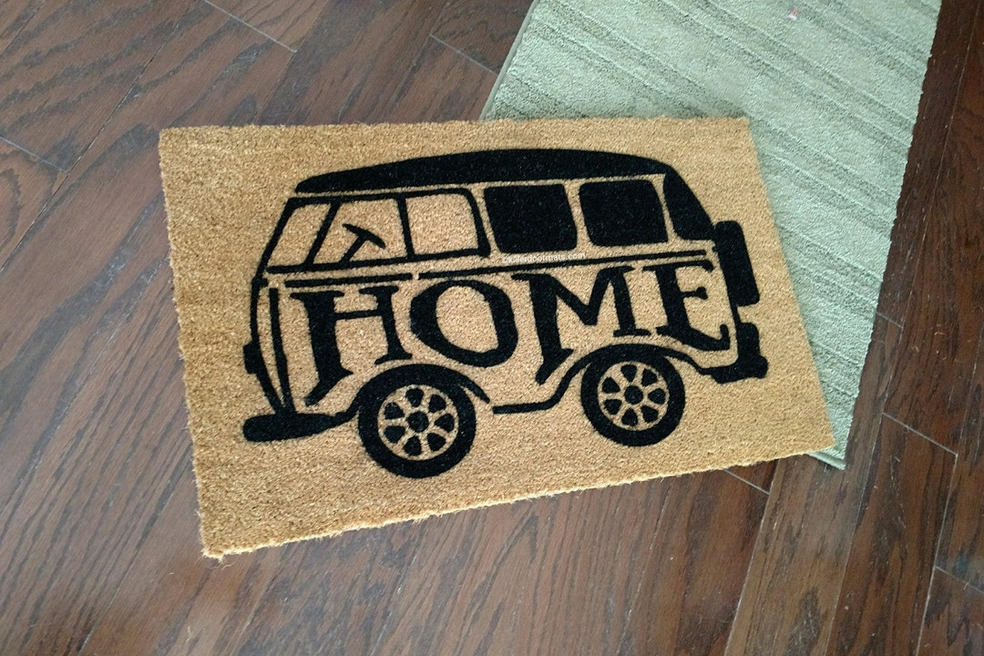 Home Mini Bus Custom Hand Painted Welcome Door Mat by Killer - Etsy