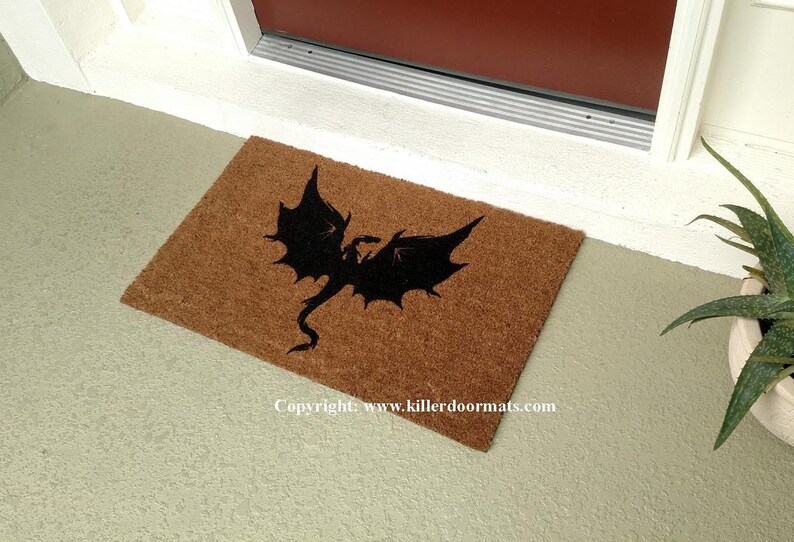 Flying Dragon Custom Hand Painted Fantasy Welcome Door Mat by - Etsy