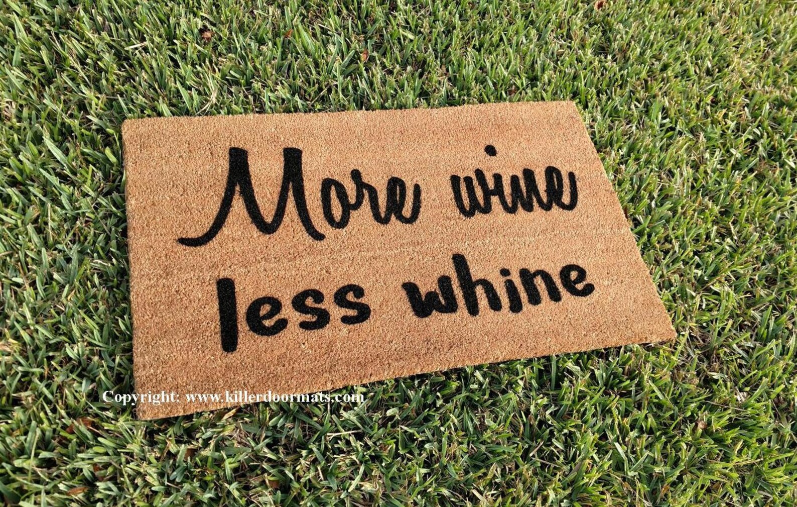 More Wine Less Whine Custom Hand Painted Funny Welcome Door Mat by ...