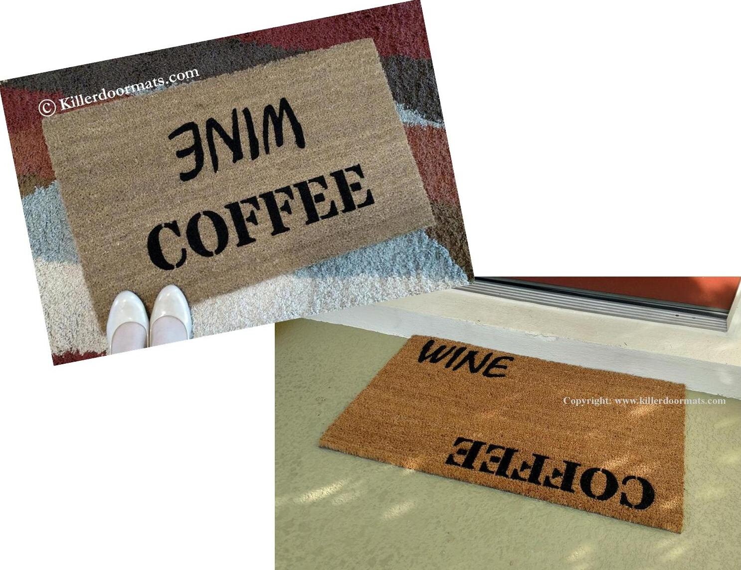 Coffee Wine Custom Handpainted Welcome Doormat by Killer - Etsy