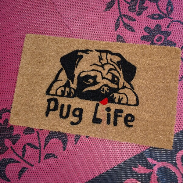 Pug Welcome Mat - Etsy