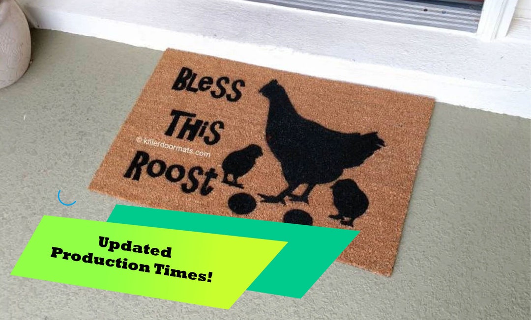 Bless This Roost Chicken Custom Cute Hand Painted Welcome Door Mat by ...