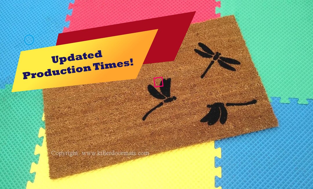 Scattered Dragonflies Custom Hand Painted Cute Welcome Door Mat by ...