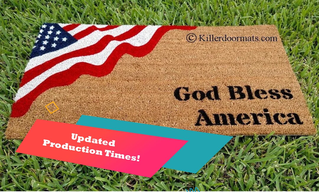 God Bless America Patriotic Flag Custom Handpainted Welcome Doormat by ...