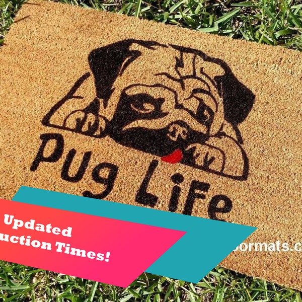 Pug Welcome Mat - Etsy