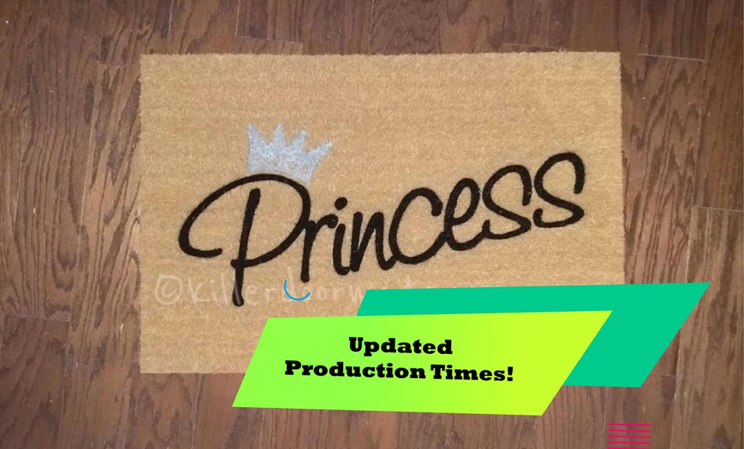 Princess With a Silver Crown Custom Hand Painted Cute Welcome Door Mat ...