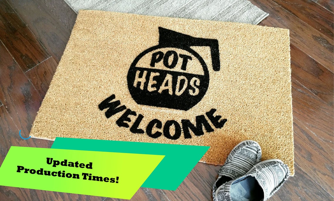 Pot Heads Welcome Coffee Pot Custom Hand Painted Door Mat by - Etsy