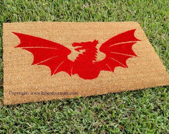 Flying Dragon Custom Hand Painted Fantasy Welcome Door Mat by | Etsy