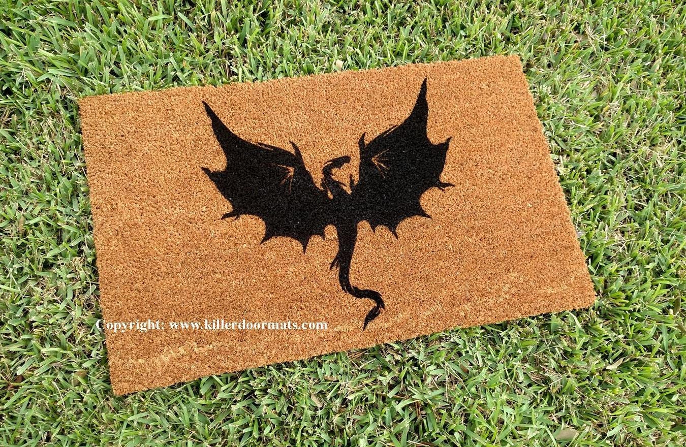 Flying Dragon Custom Hand Painted Fantasy Welcome Door Mat by - Etsy