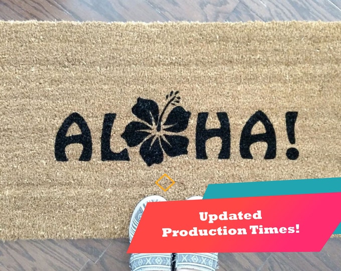 Aloha With a Flower Custom Handpainted Welcome Doormat by Killer ...