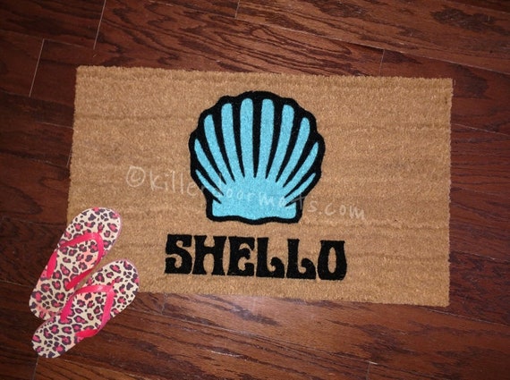 Shello Hello Shell Welcome Door Mat by Killer Doormats | Etsy