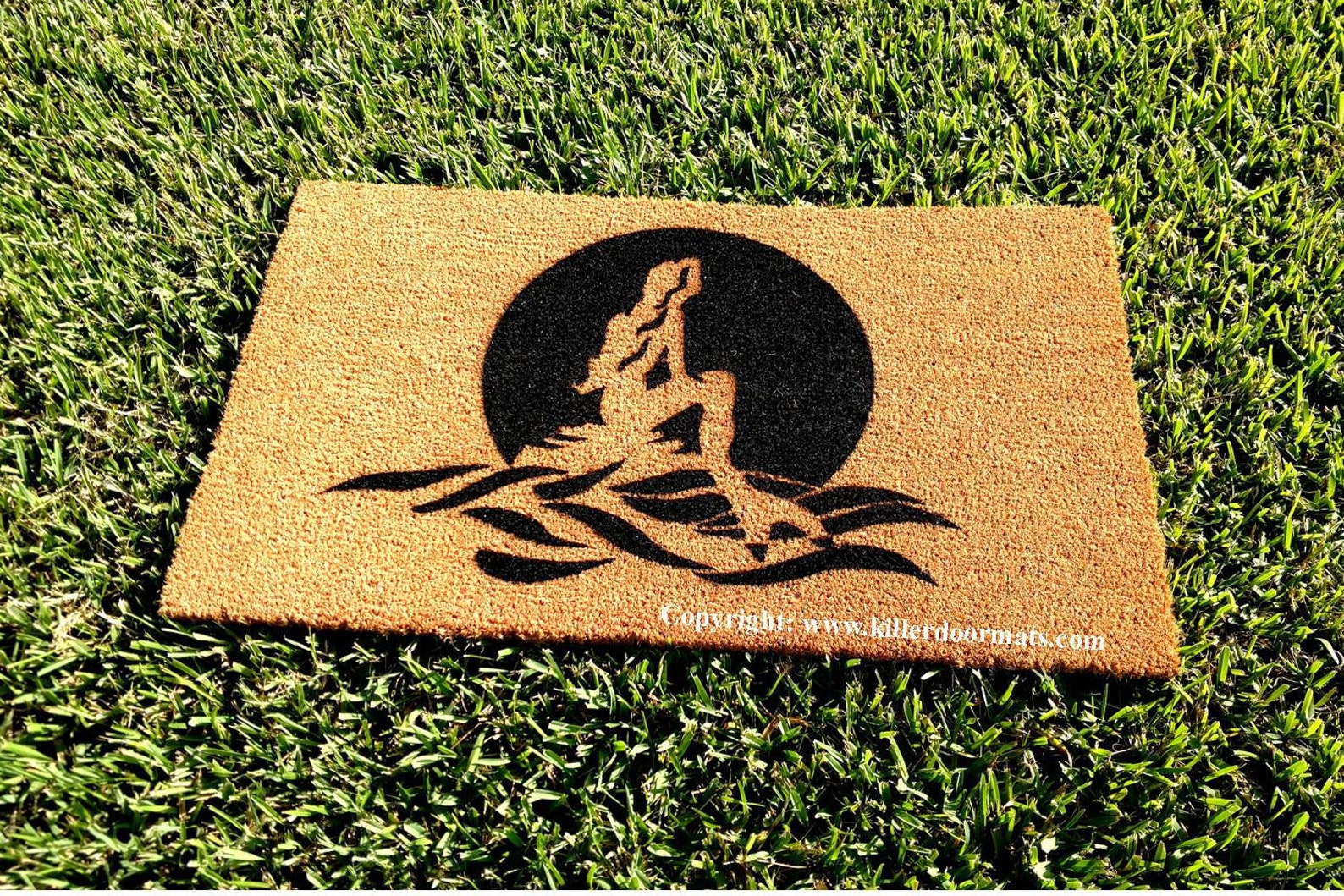 Pretty Mermaid Fantasy Custom Hand Painted Welcome Door Mat by Killer ...