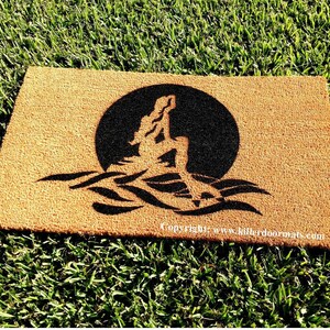 Pretty Mermaid Fantasy Custom Hand Painted Welcome Door Mat by Killer ...
