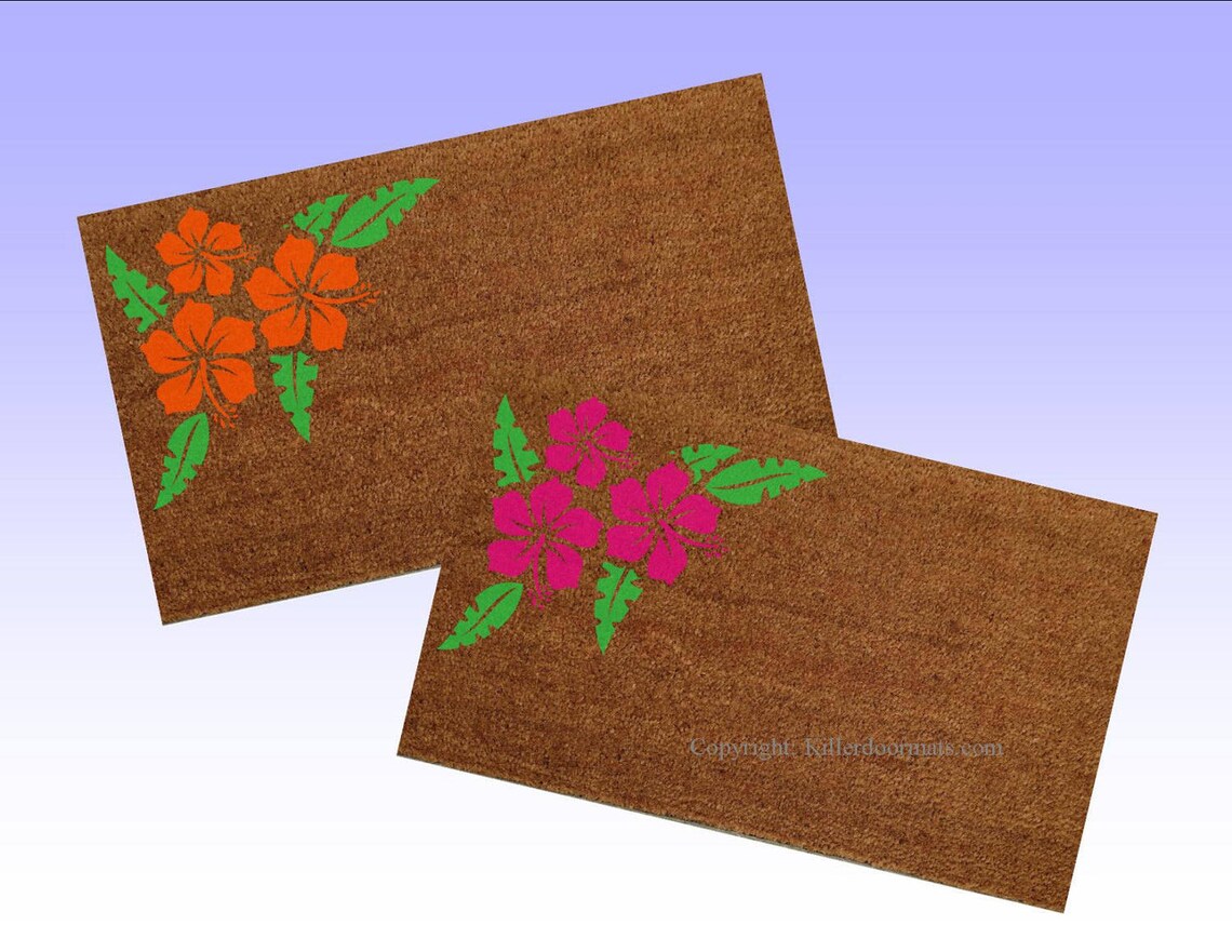 Tropical Hibiscus Flower Custom Hand Painted Welcome Door Mat - Etsy