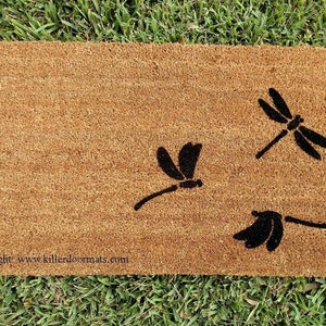 Scattered Dragonflies Custom Hand Painted Cute Welcome Door Mat by ...